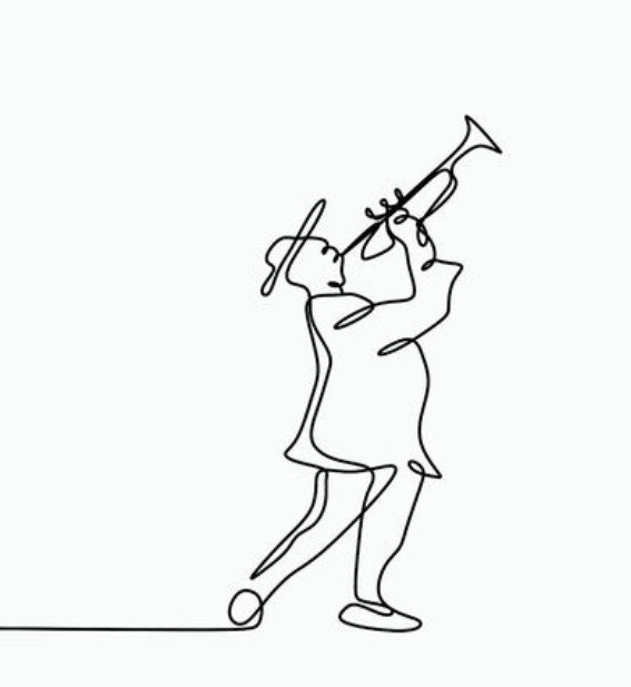 Jazz Music Player With Flute. Single One Line Art Drawing Illustration ...