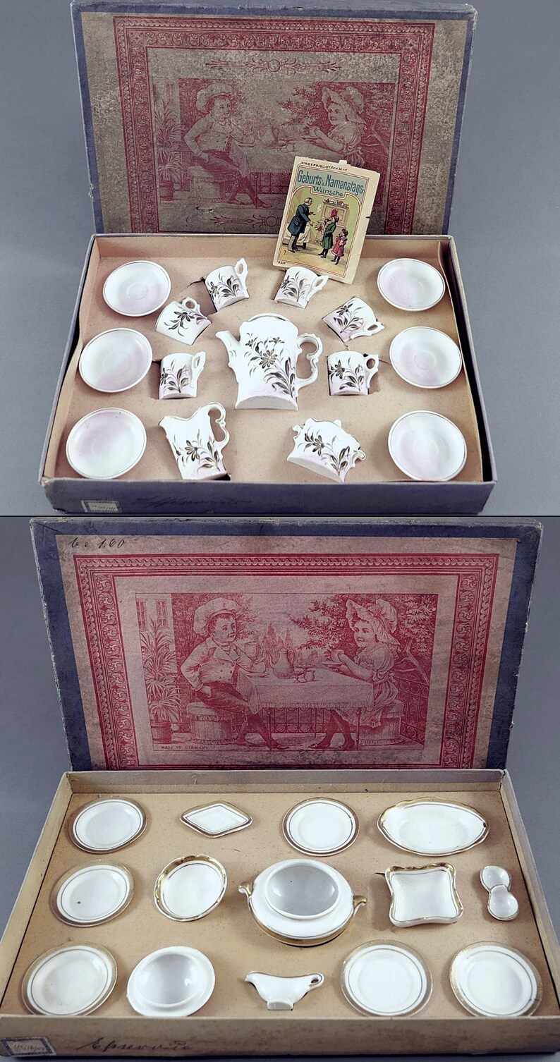 2 X Antique Porcelain Display/ Tea & Dish Sets in Original Boxes - Etsy