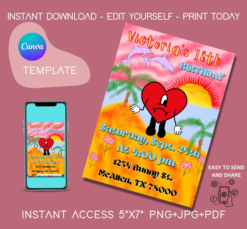 Bad Bunny Invitation Template