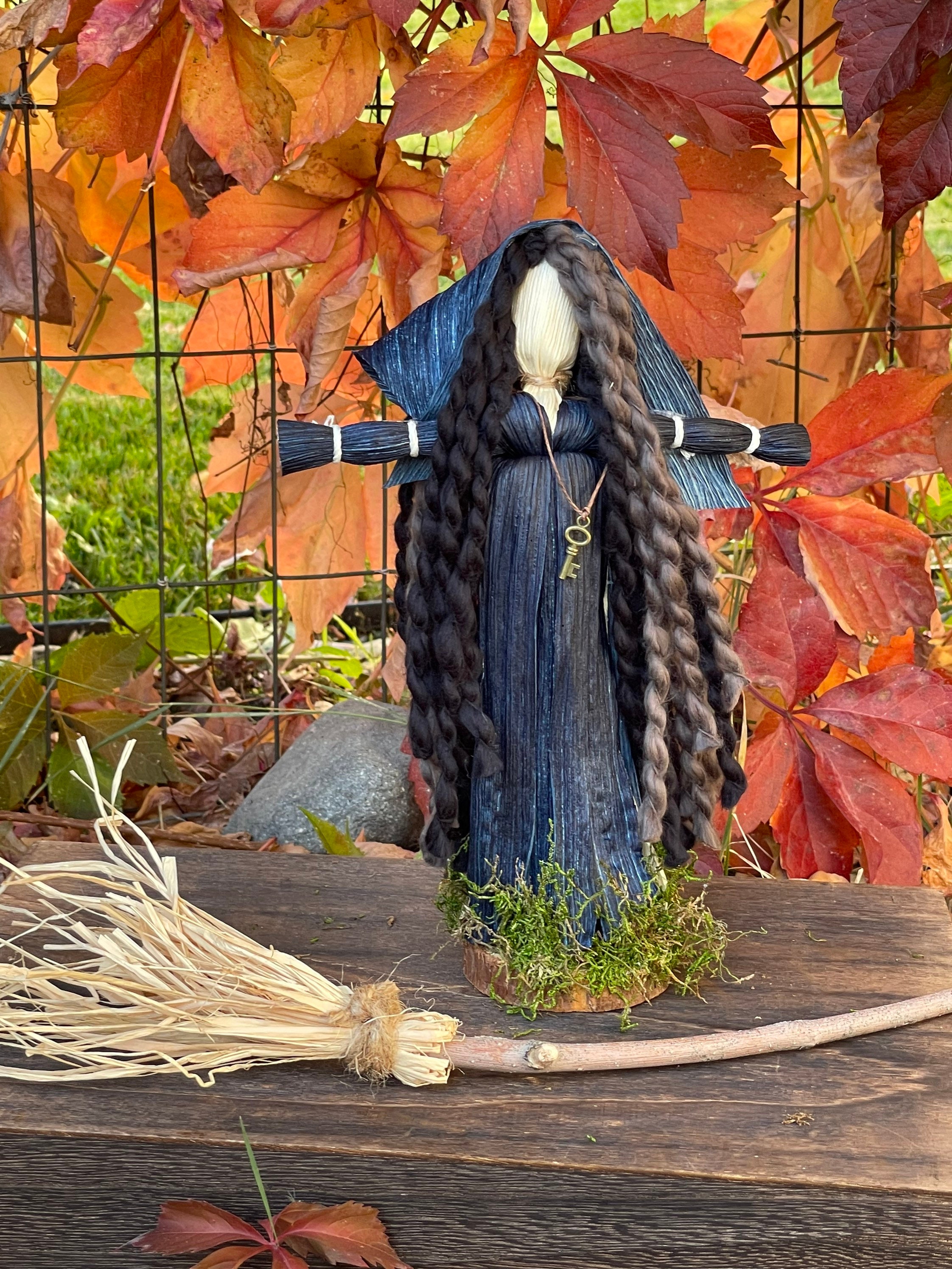 Crone Witch Corn Husk Folk Art Doll Fall Halloween Decor - Etsy