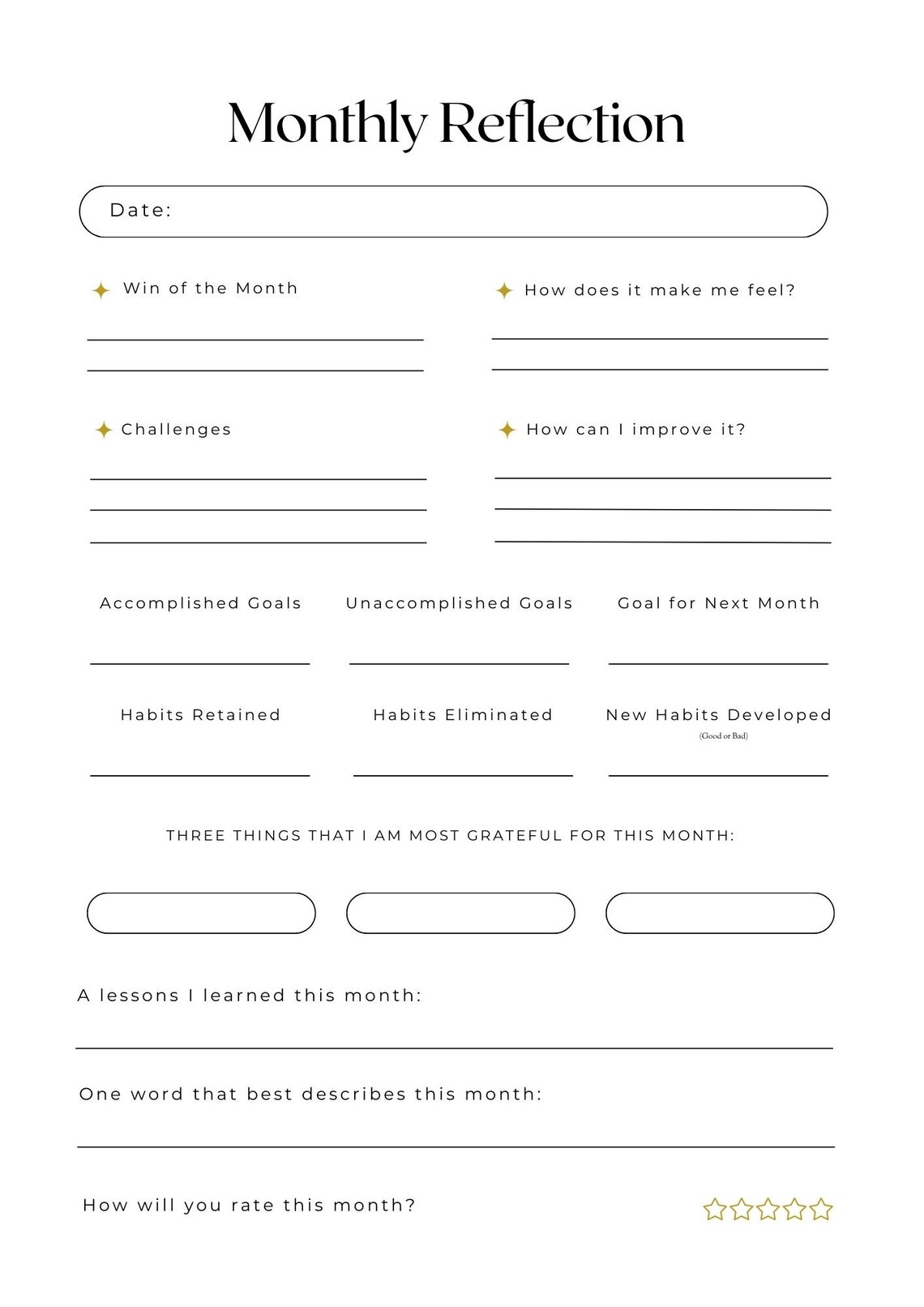 Monthly Refection Mental Health Check-in - Etsy