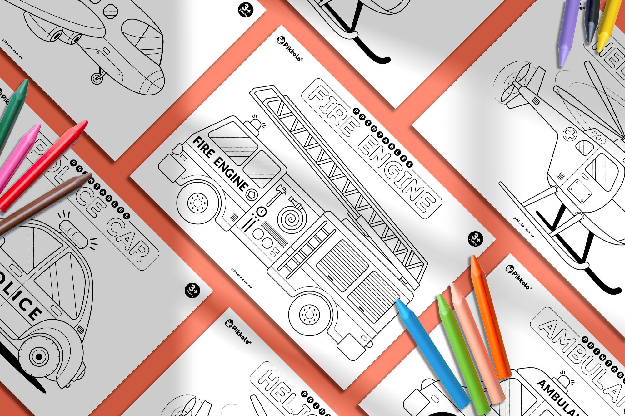 Children’s Colouring in Pages: Rescue Vehicles - Etsy