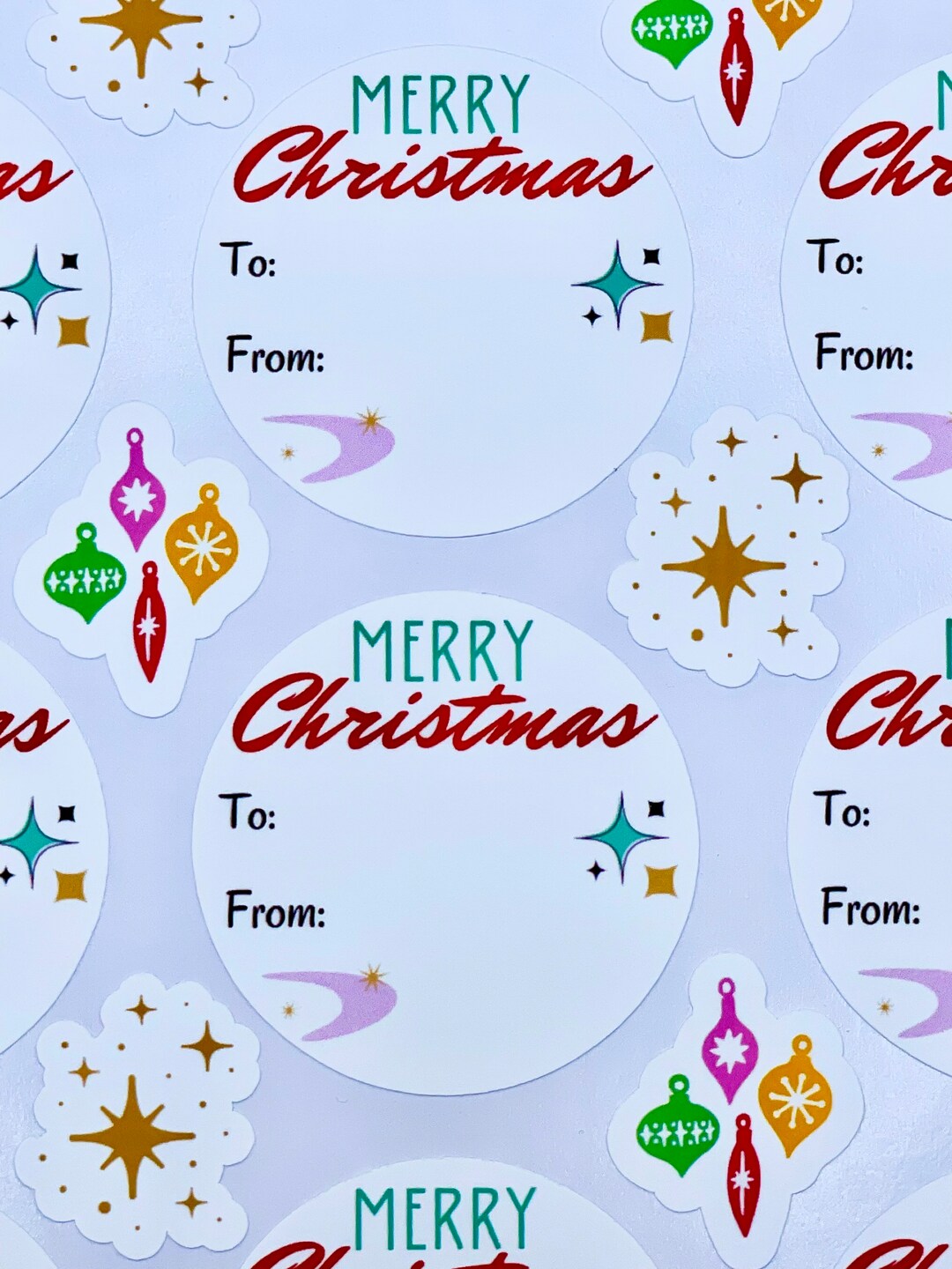 24 Pack Retro Midcentury Modern Christmas Present Labels With - Etsy