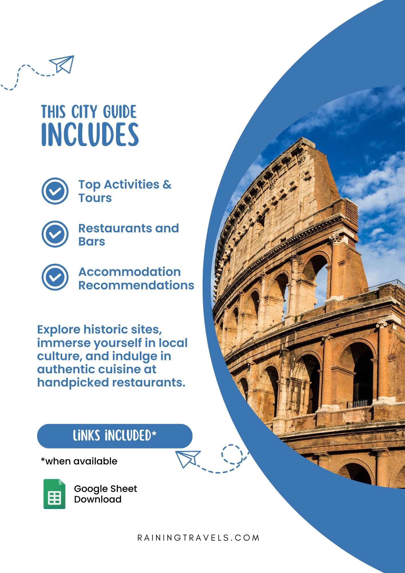 Rome Travel Guide City Guide, Digital Travel Planner, Google Sheet ...