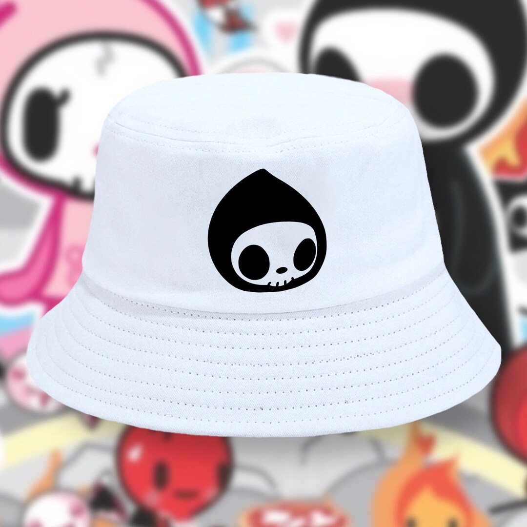 Toki-doki Adios Bucket Hat | Grim Reaper Skull White & Black Bucket Hat ...