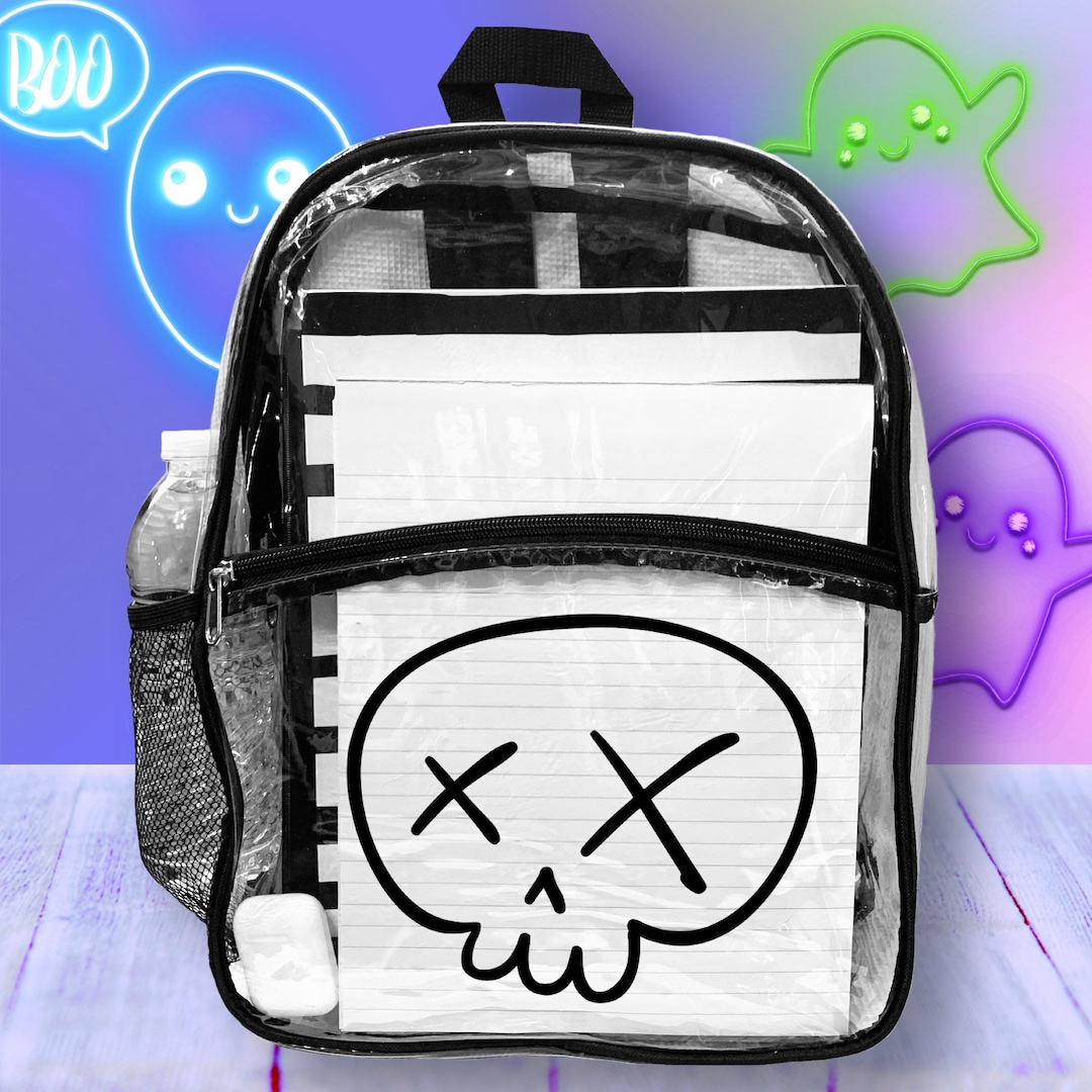 Funny Little Skull Clear Backpack for Adults or Kids!| 15” Clear Creepy ...