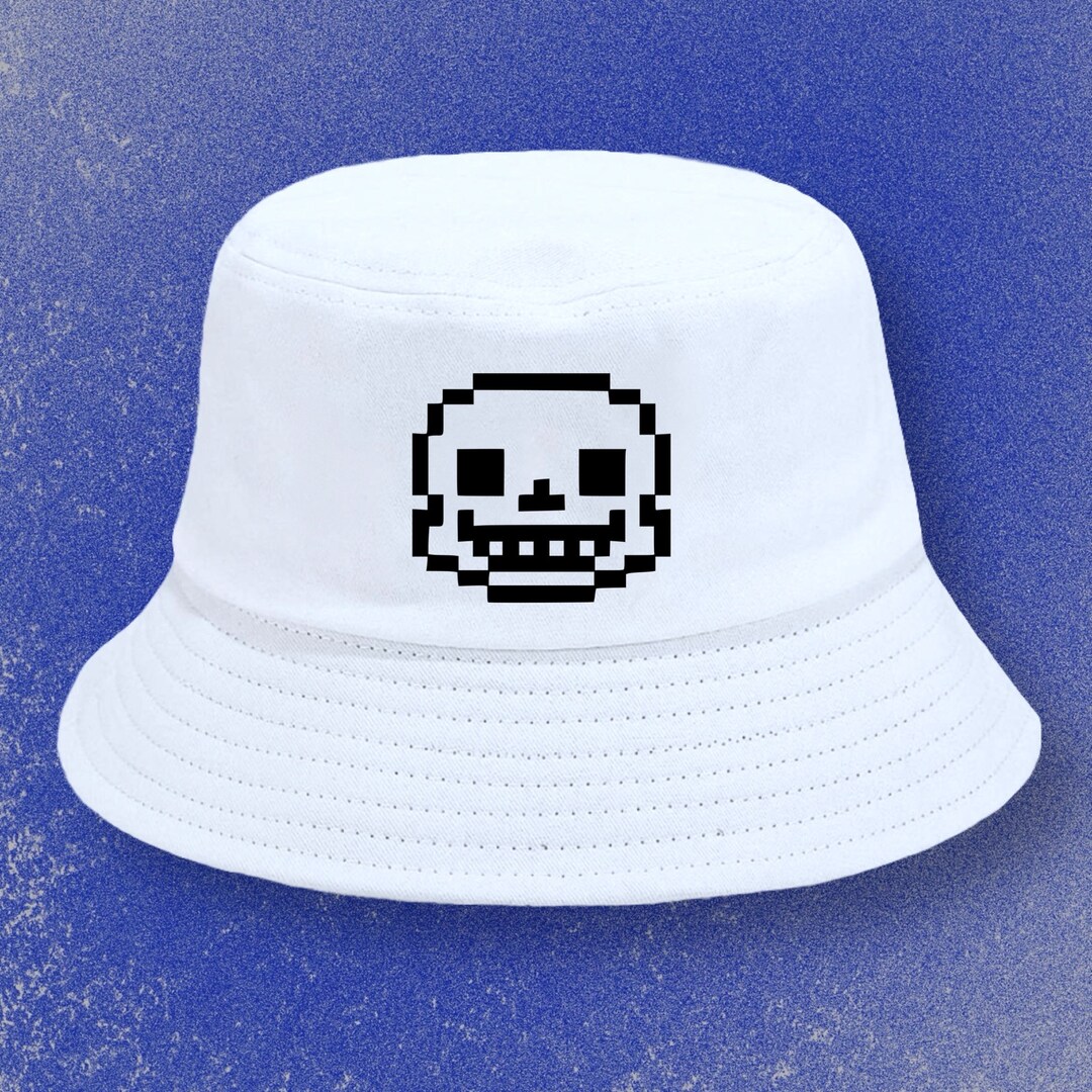 Undertale Sans the Skeleton Bucket Hat Spooky White & Black Gaming ...