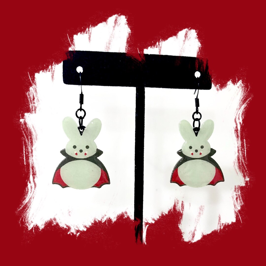 Creepy Vampire Easter Bunny Peep Dangle Earrings | Creepy Easter Peep ...