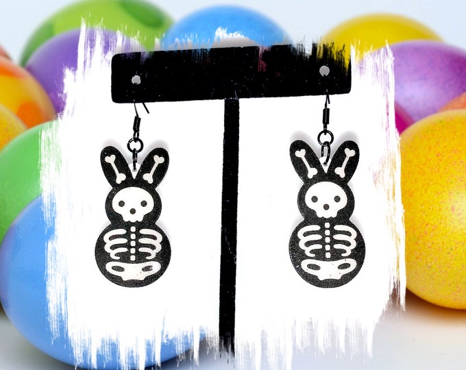 Skeleton Easter Bunny Peeps Dangle Earrings | Creepy Easter Bunny ...