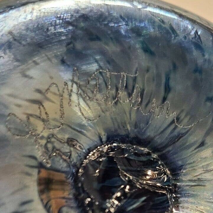 Joe Mattson Hand Blown Glass Vase Gold Swirl Glaze - Signed - Read - Etsy