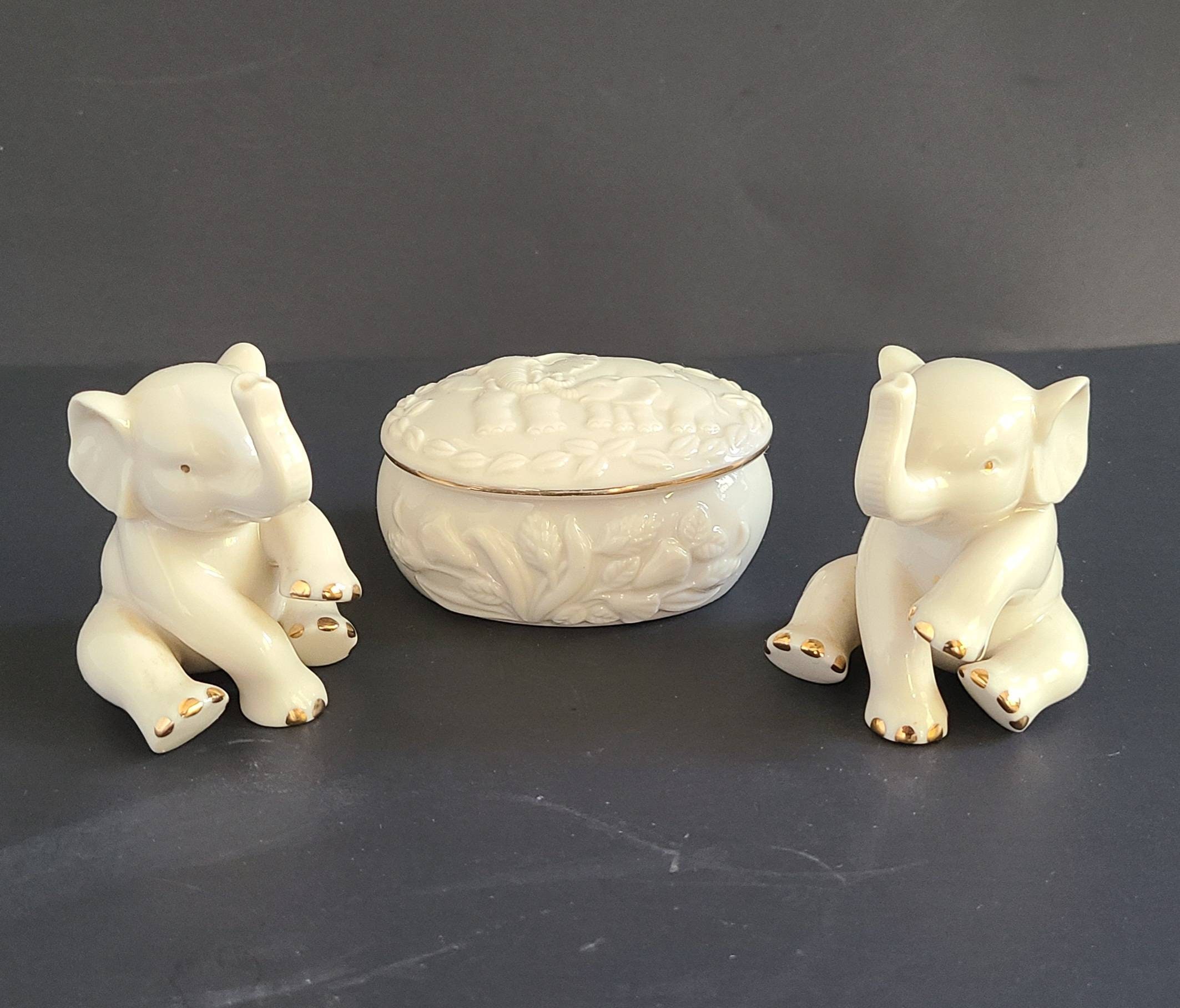 Lenox Elephant Collection of Two Figurines and a Trinket Box - Etsy