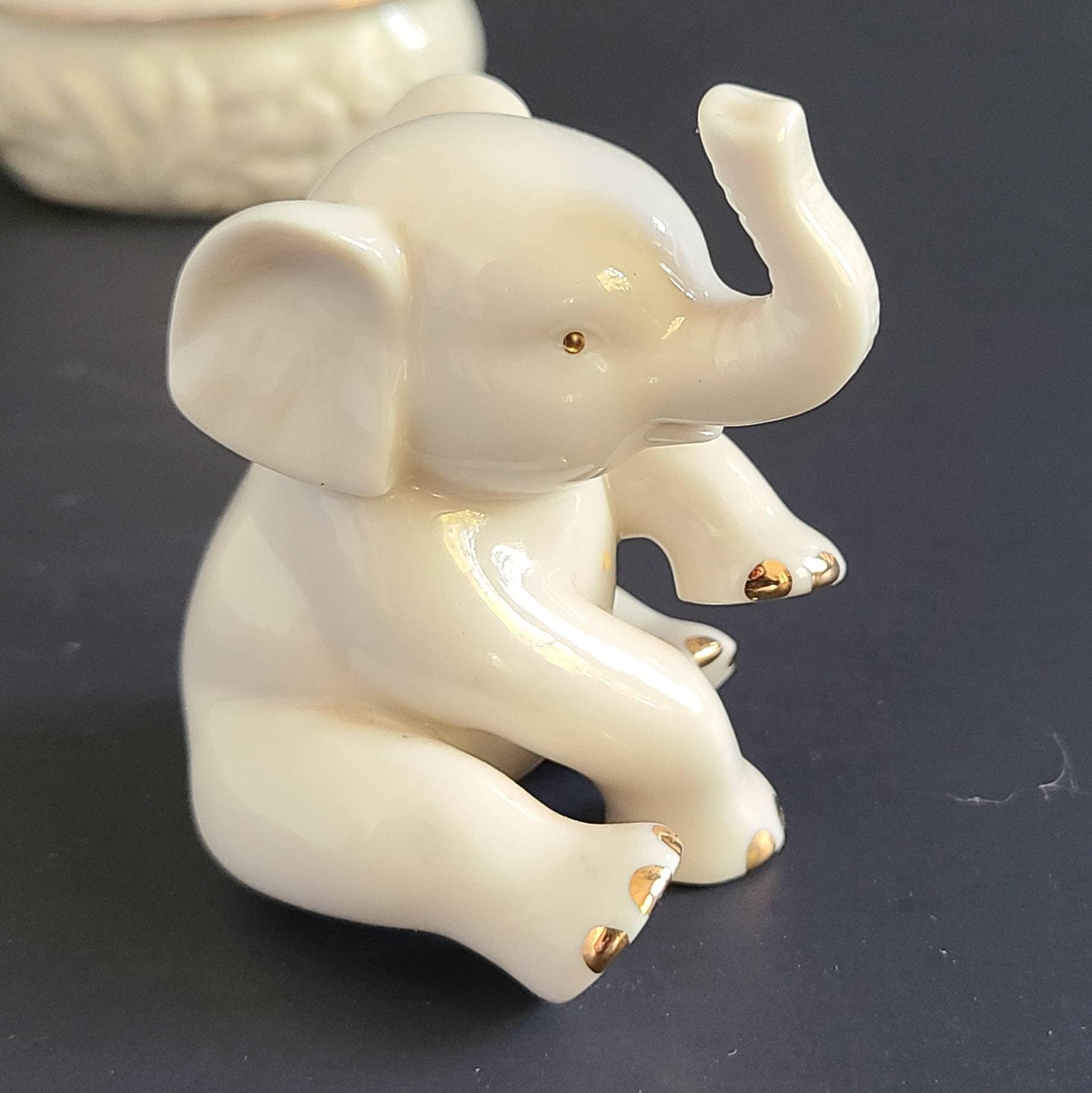 Lenox Elephant Collection of Two Figurines and a Trinket Box - Etsy