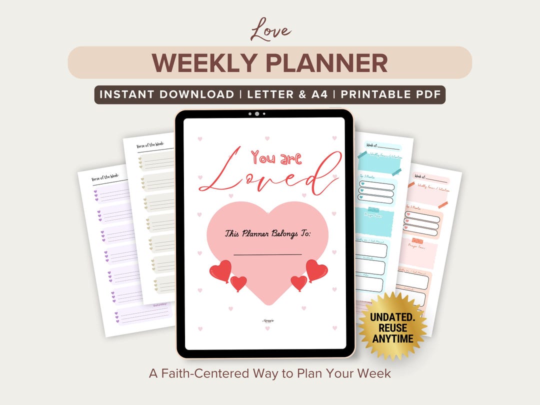 Christian Weekly Planner Printable for Women | Scripture Reflection ...