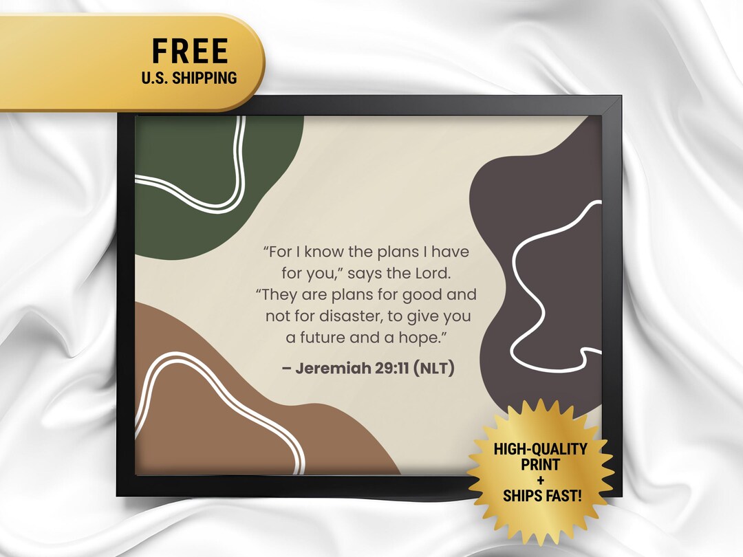 Framed Abstract Bible Verse Wall Art, Jeremiah 29:11 Scripture, for I ...