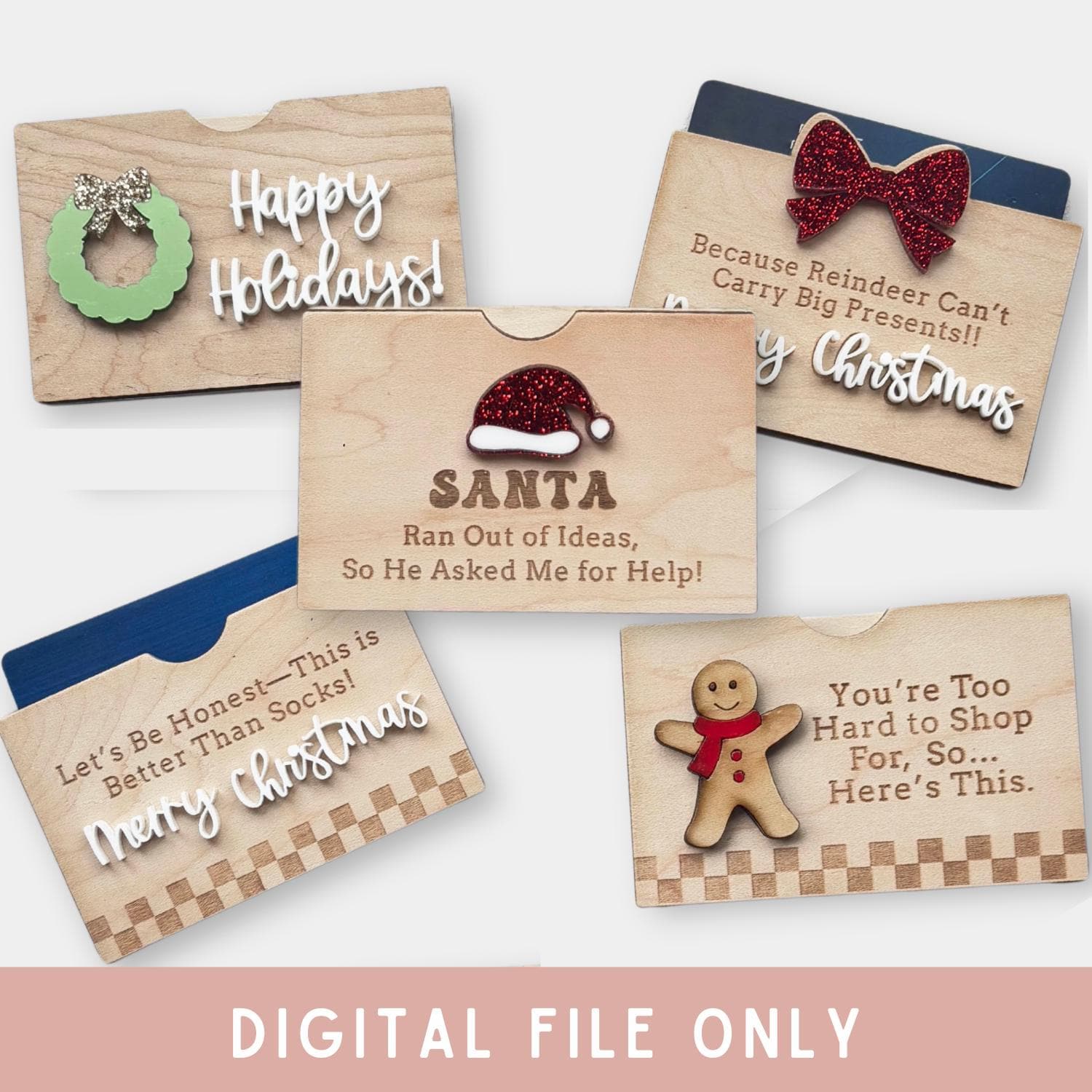 HOLIDAY Gift Card Holder Laser File | Funny Gift Card Holder SVG | Gift ...