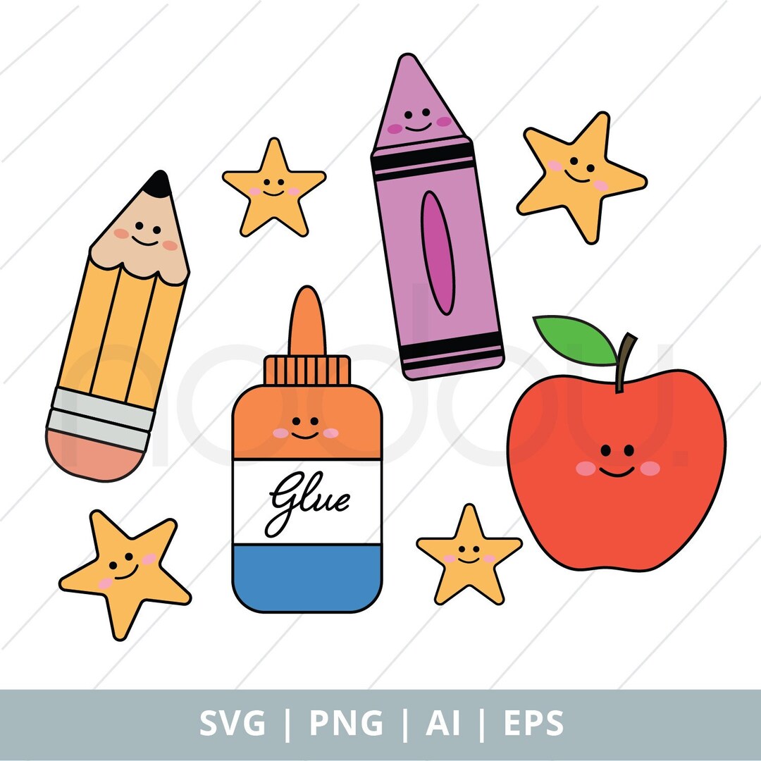 CUTE School Supplies Vector File / Back to School Vector / School ...