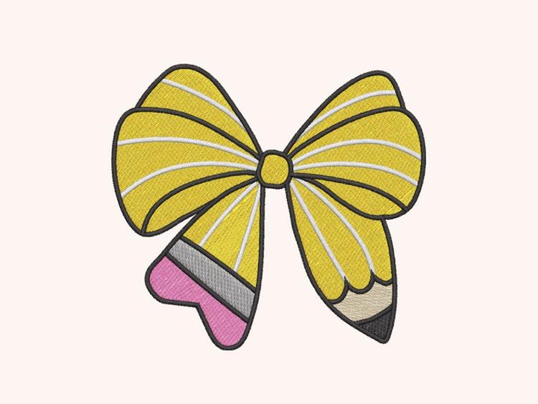 Pencil Bow Embroidery Design: Teacher Appreciation File (digital ...