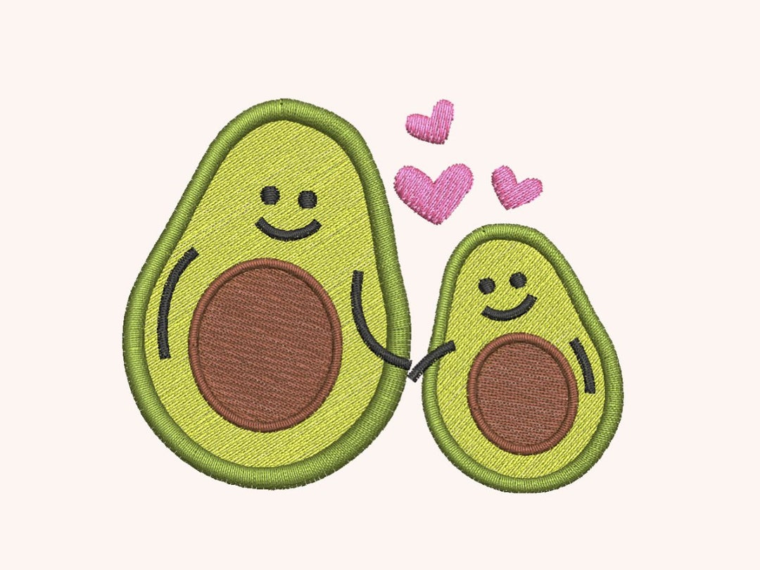 CUTE Avocado Embroidery File / Cute Avocado File / Mom and Baby Avocado ...