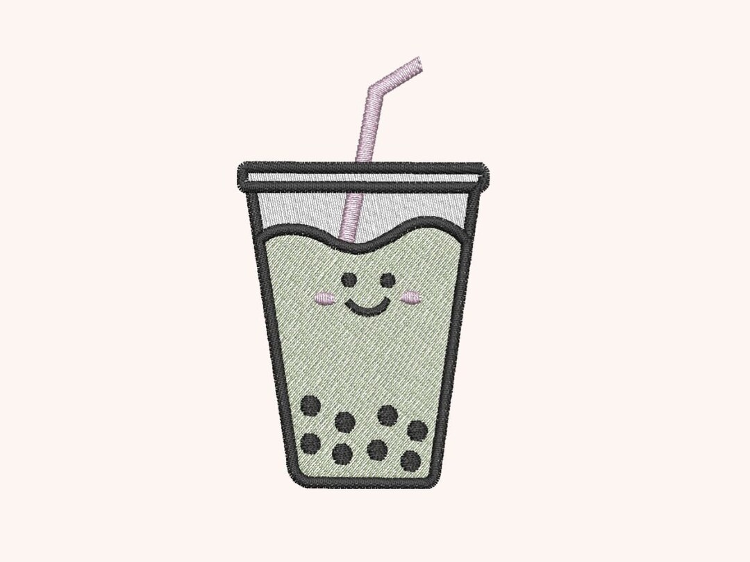 Cute Boba Tea Embroidery File / Matcha Boba Embroidery Download / Boba Cup Embroidery File ...