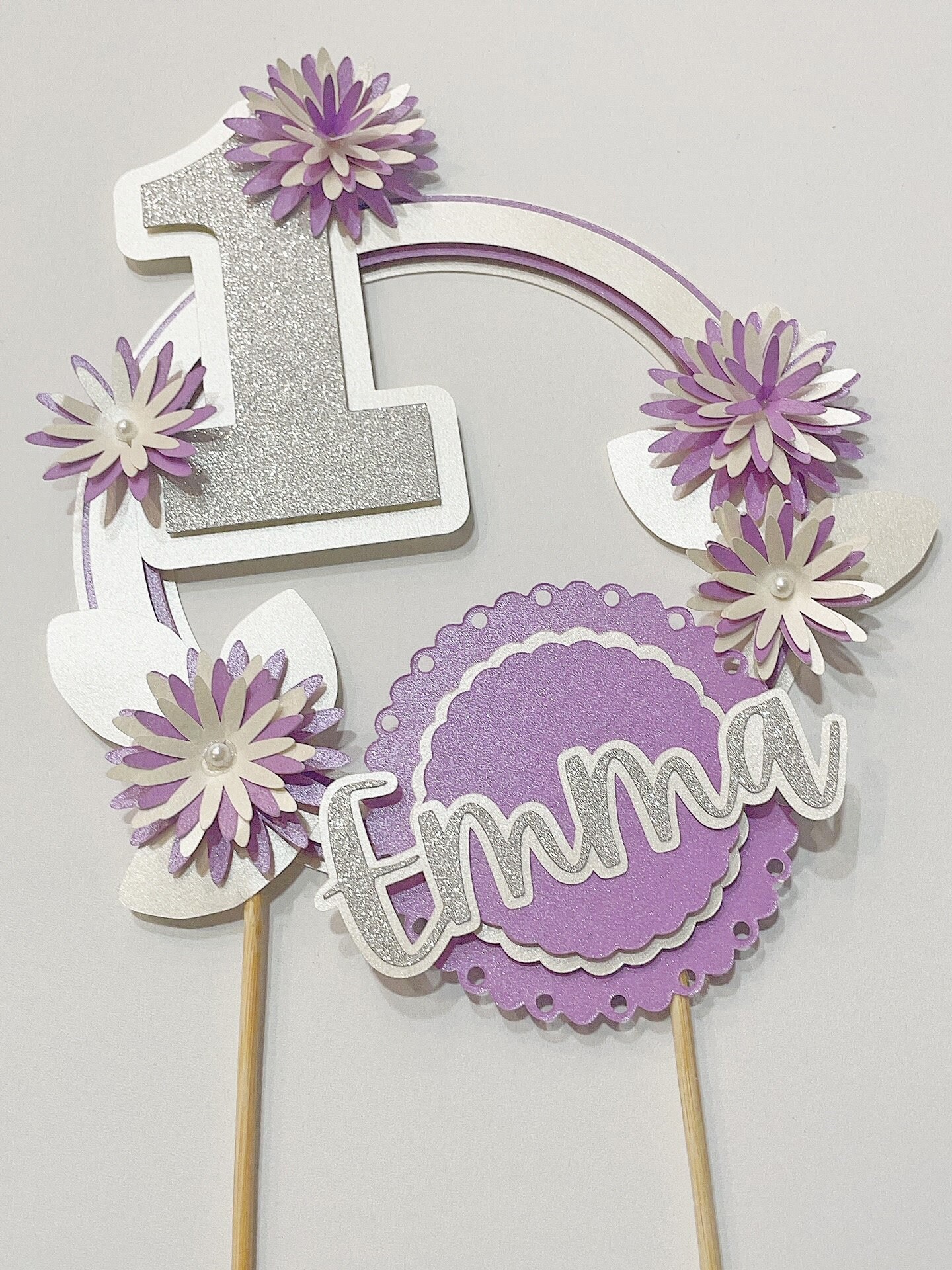 Personalized Cake Topper, Floral Cake Topper, Birthday Cake Topper, 3D ...