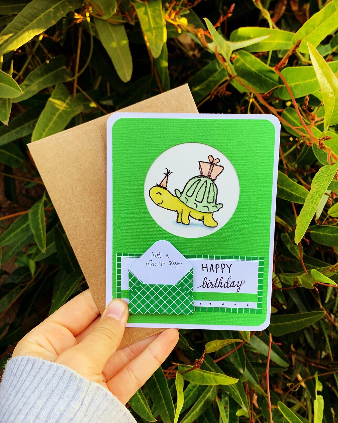 Green Turtle Birthday Card, Cute Hand Drawn Turtle, Animal Lover Card ...
