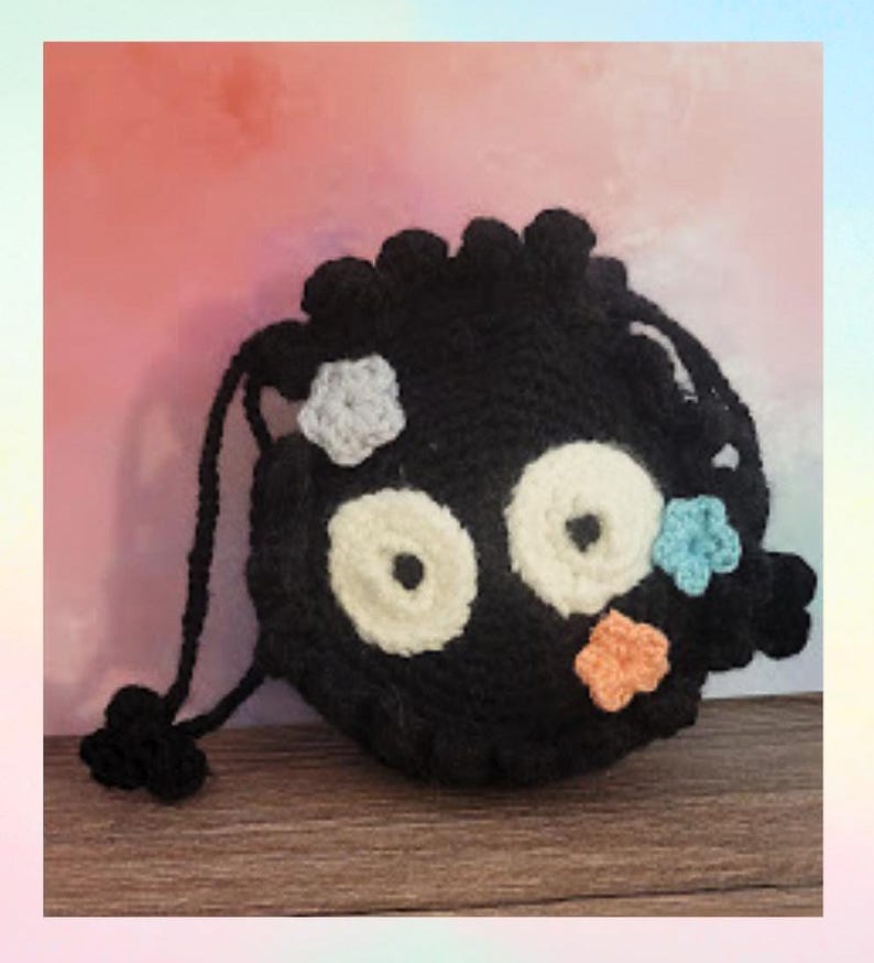 Soot Sprite Amigurumi Drawstring Pouch - Etsy
