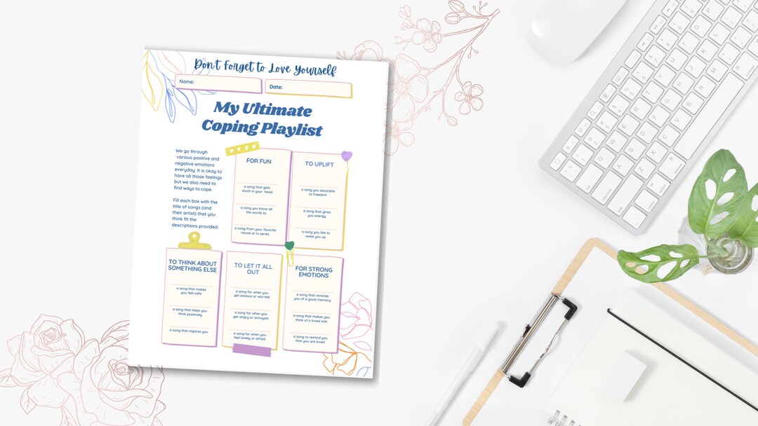 Coping Playlist Worksheet - Etsy