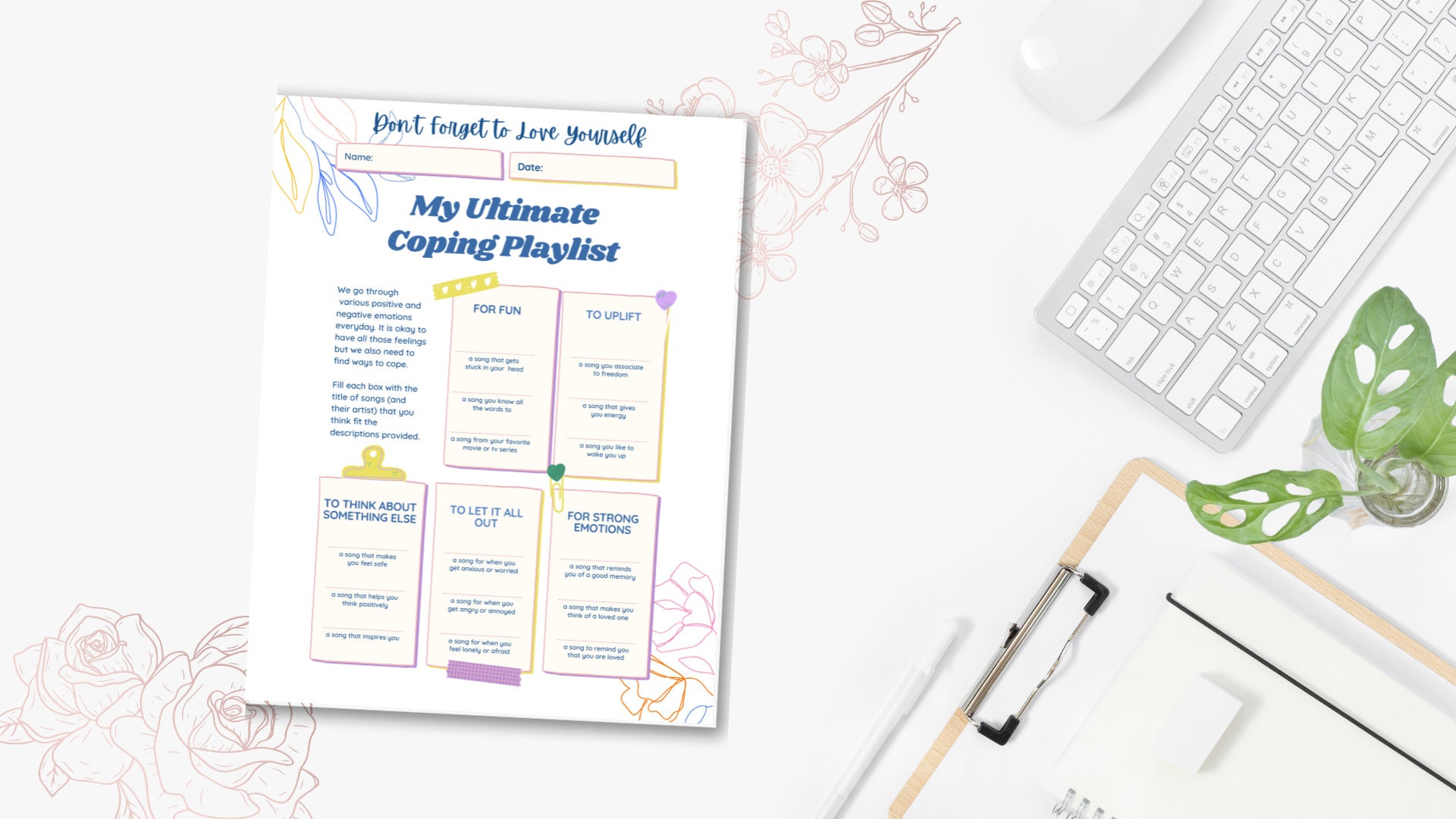 Coping Playlist Worksheet - Etsy