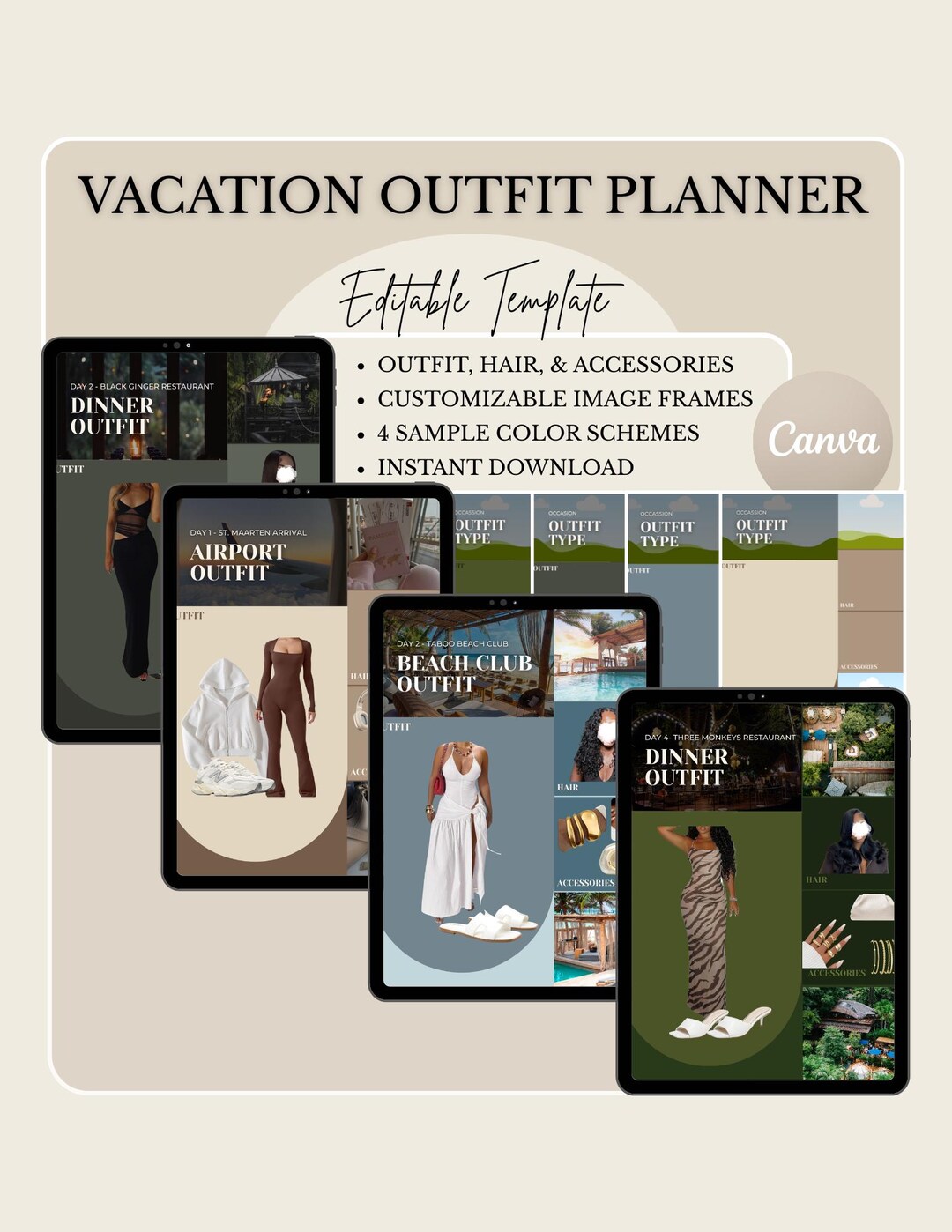 Daily Outfit Planner Template | Editable Template, Outfit Planner ...