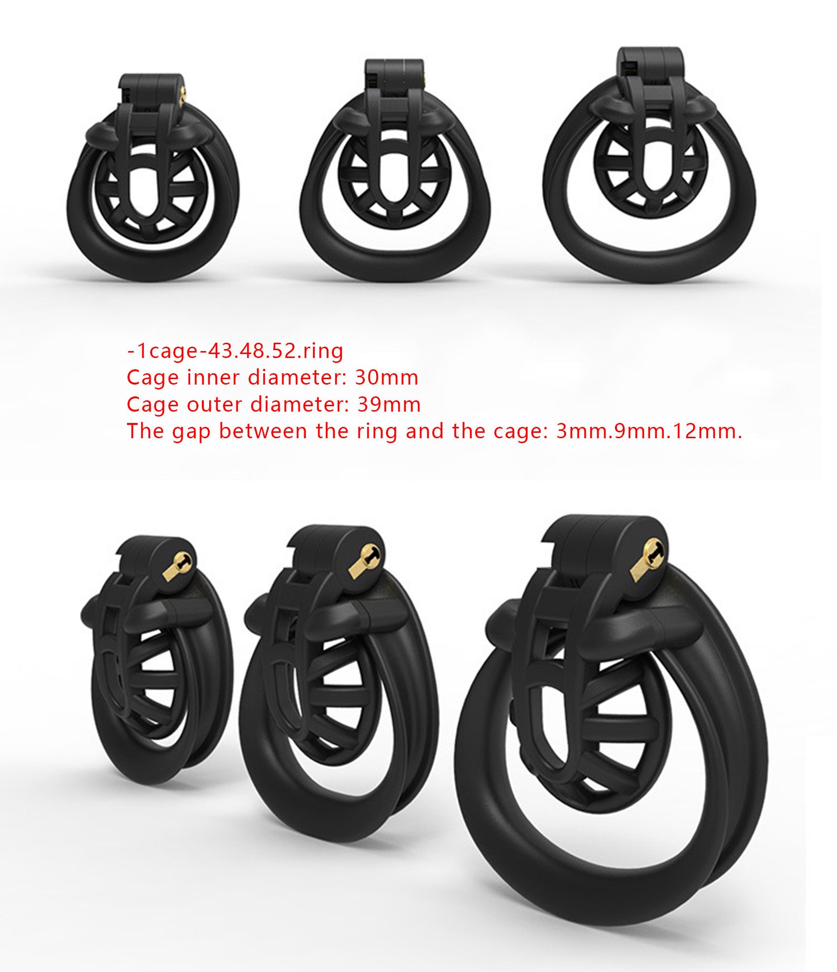 Nylon Resin Chastity Cage. Black Python Series. Flat Chastity Lock ...