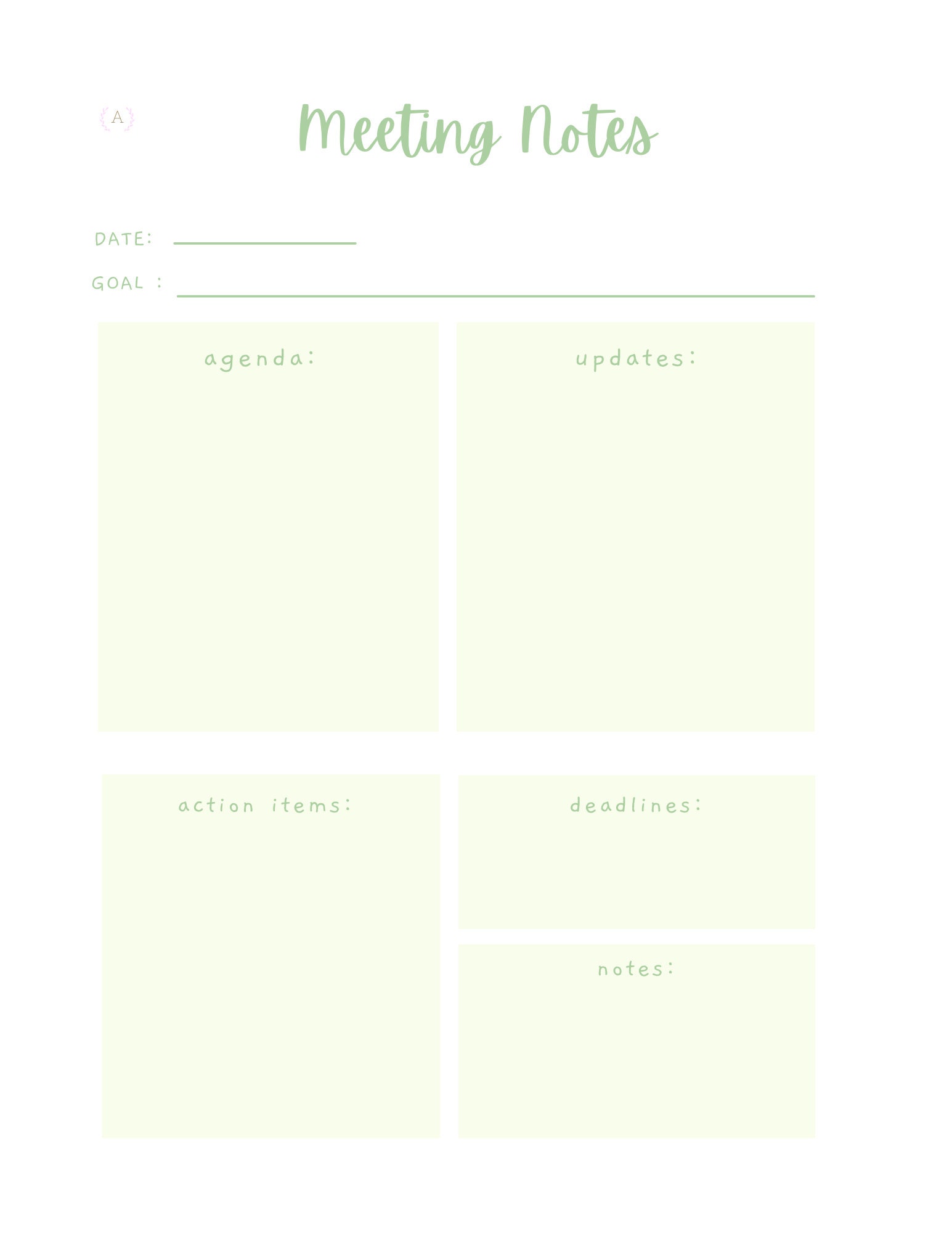 Editable Meeting Notes Template Meeting Notes Template - Etsy