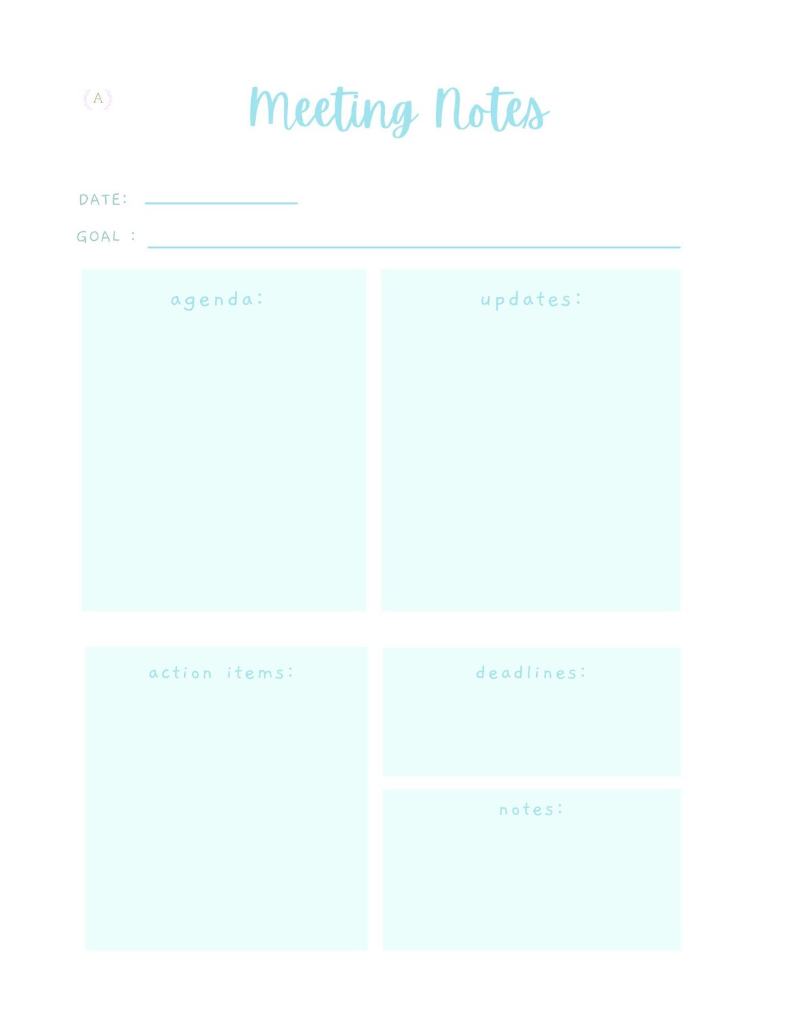 Editable Meeting Notes Template Meeting Notes Template - Etsy