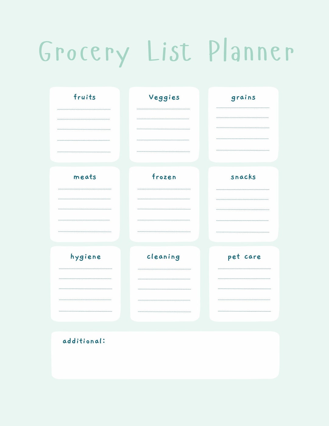 Weekly Grocery Shopping List, Printable, Shopping List Fillable ...