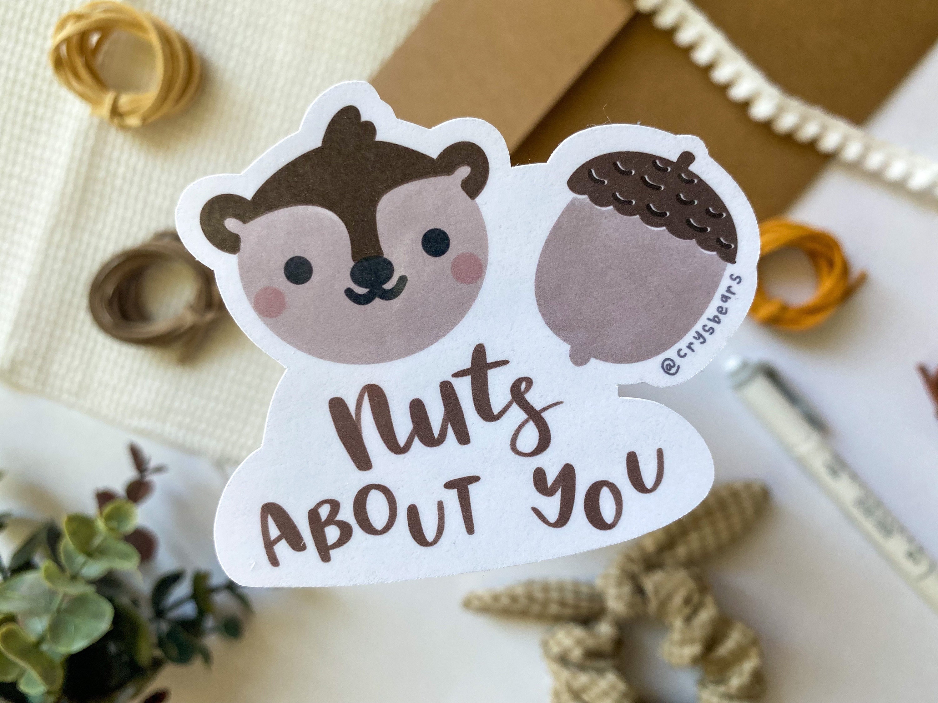 Nuts About You Sticker, Nuts Pun Sticker, Appreciation Gift ...