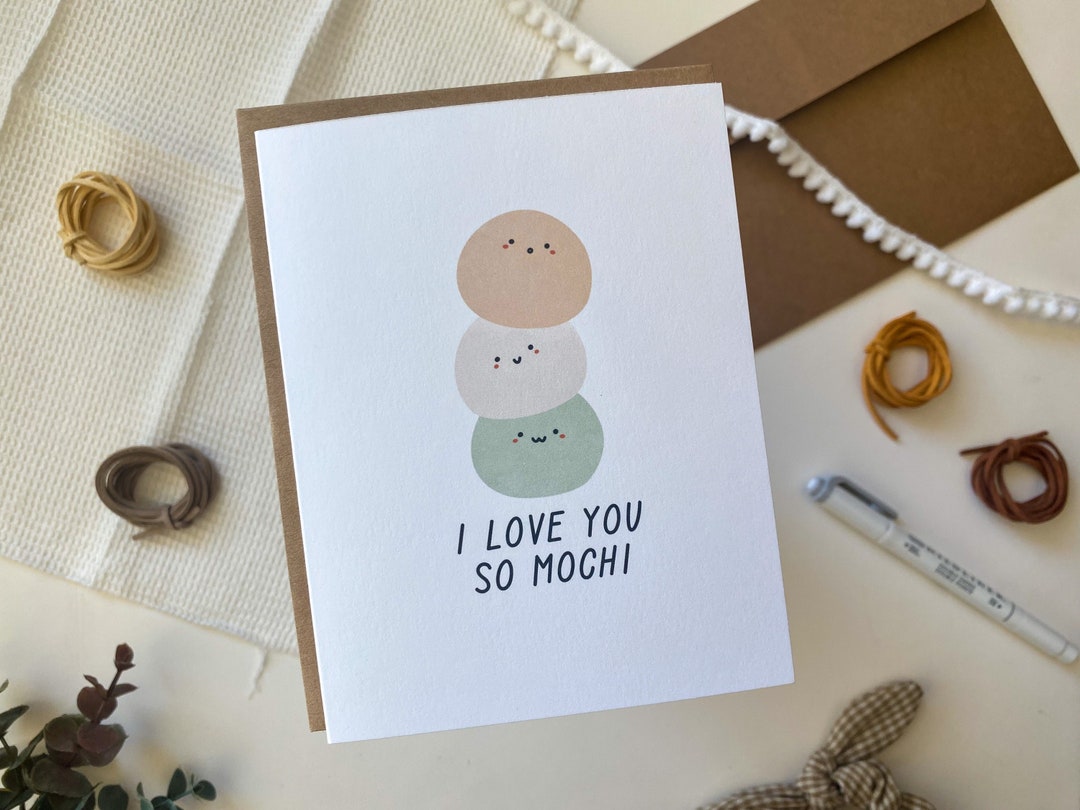 I Love You so Mochi Greeting Card, I Love You Card, Mochi Card, Asian ...