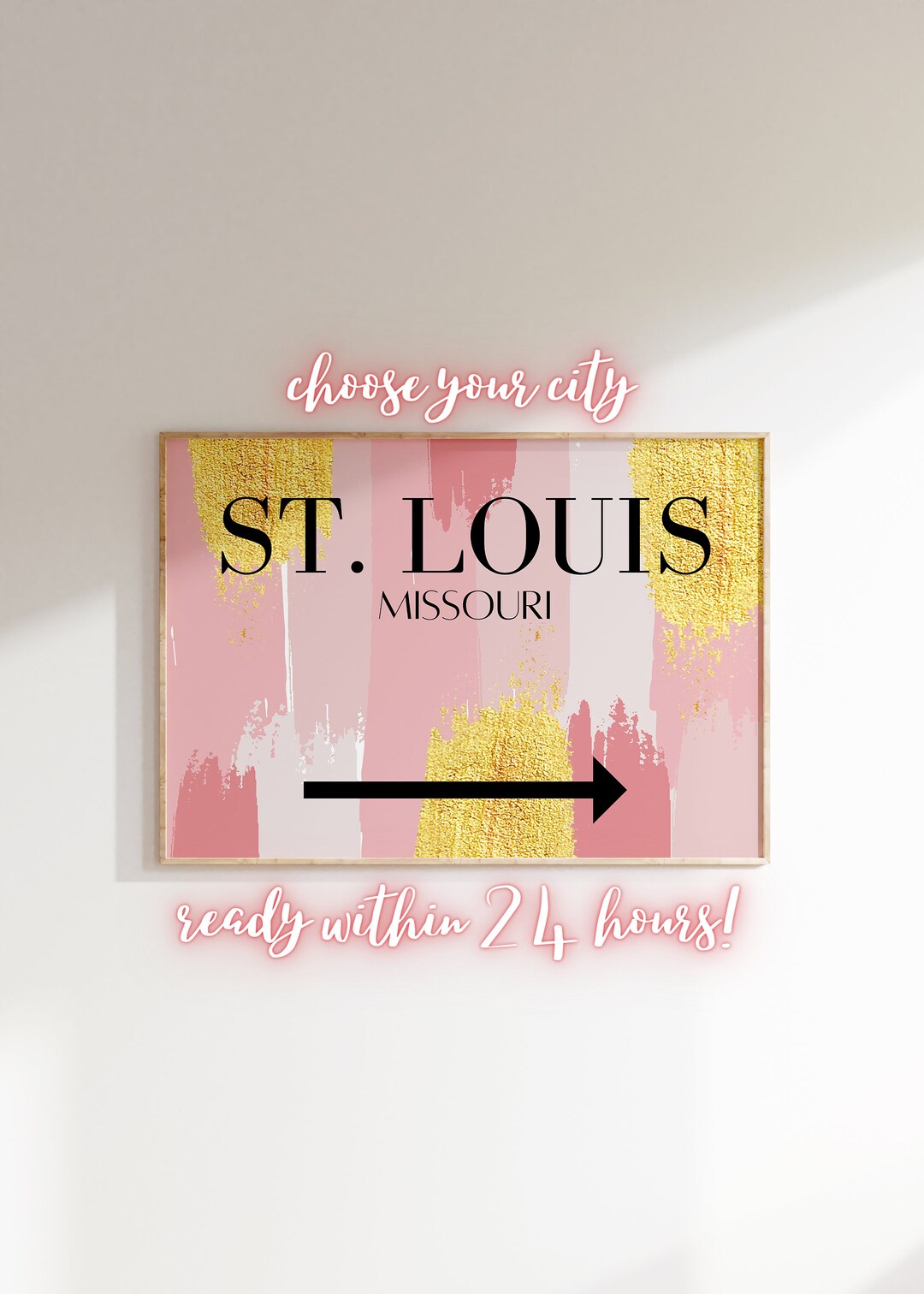 Light Pink Preppy Poster, Custom City Wall Art, Preppy Room Decor ...