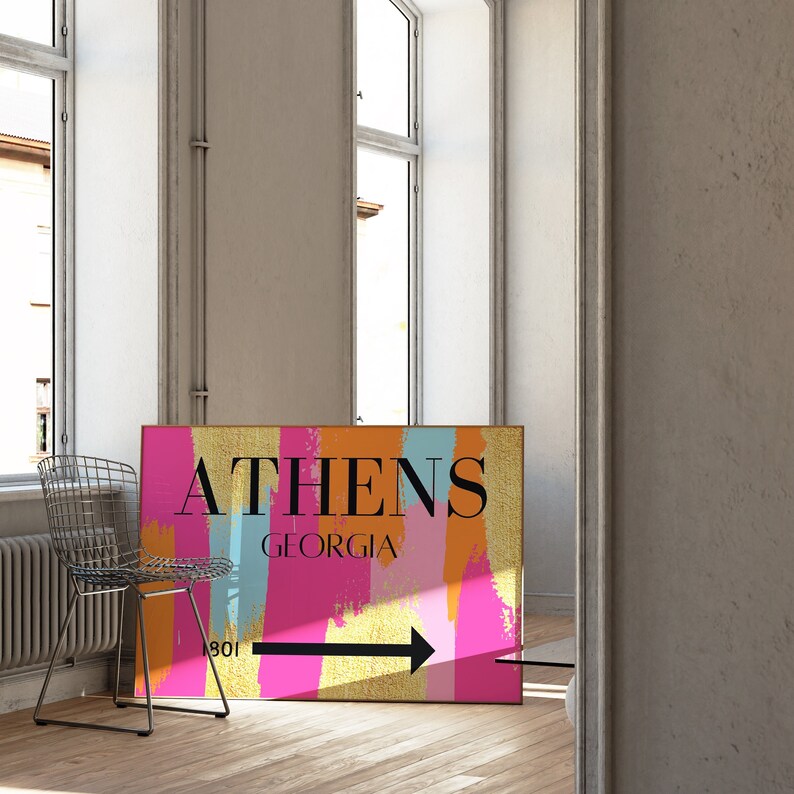 Colorful Preppy Poster, Custom City Wall Art, Preppy Room Decor ...