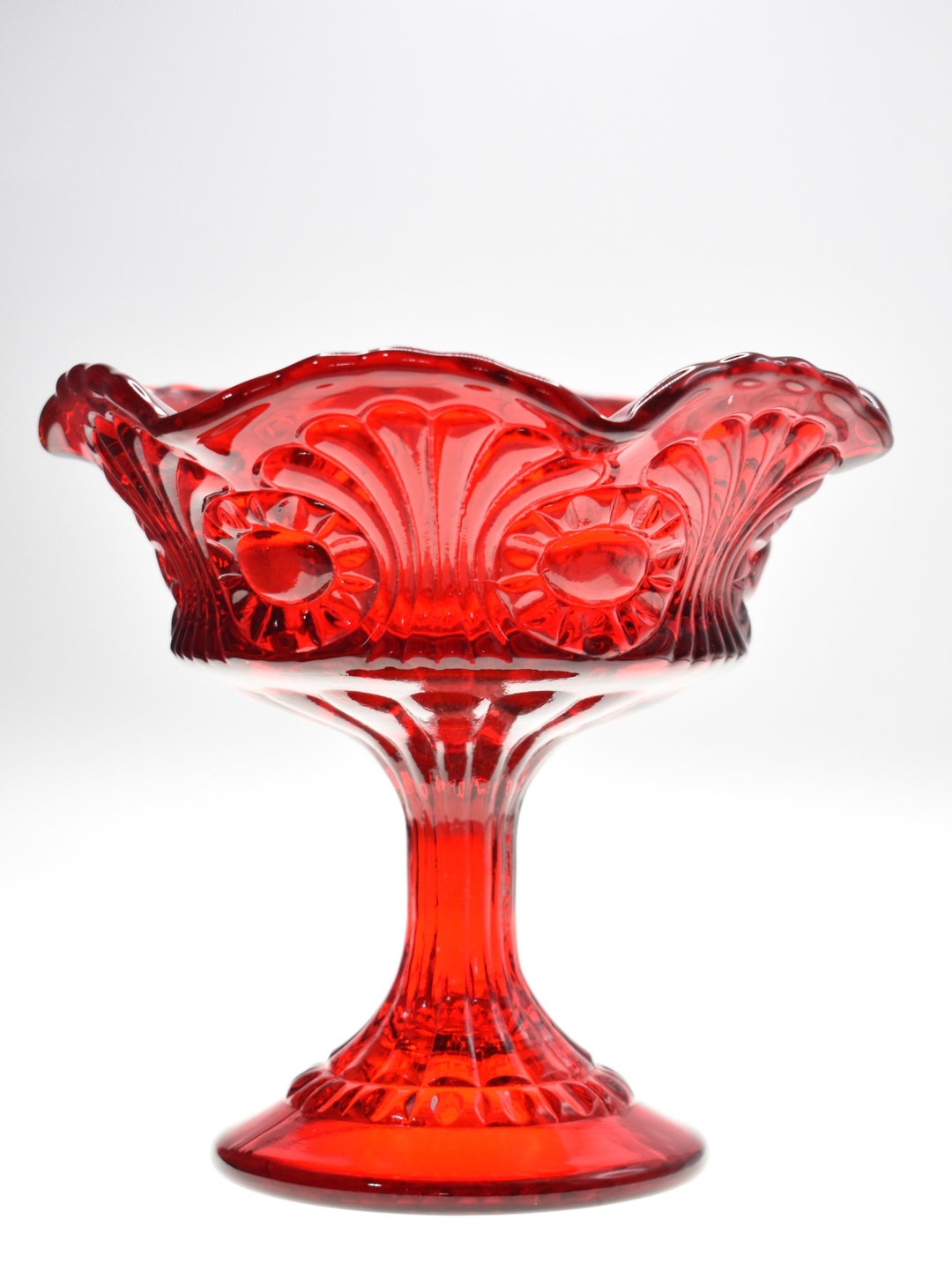 Vintage Ruby Red Fenton Glass Pedestal Dish Compote 1970s - Etsy