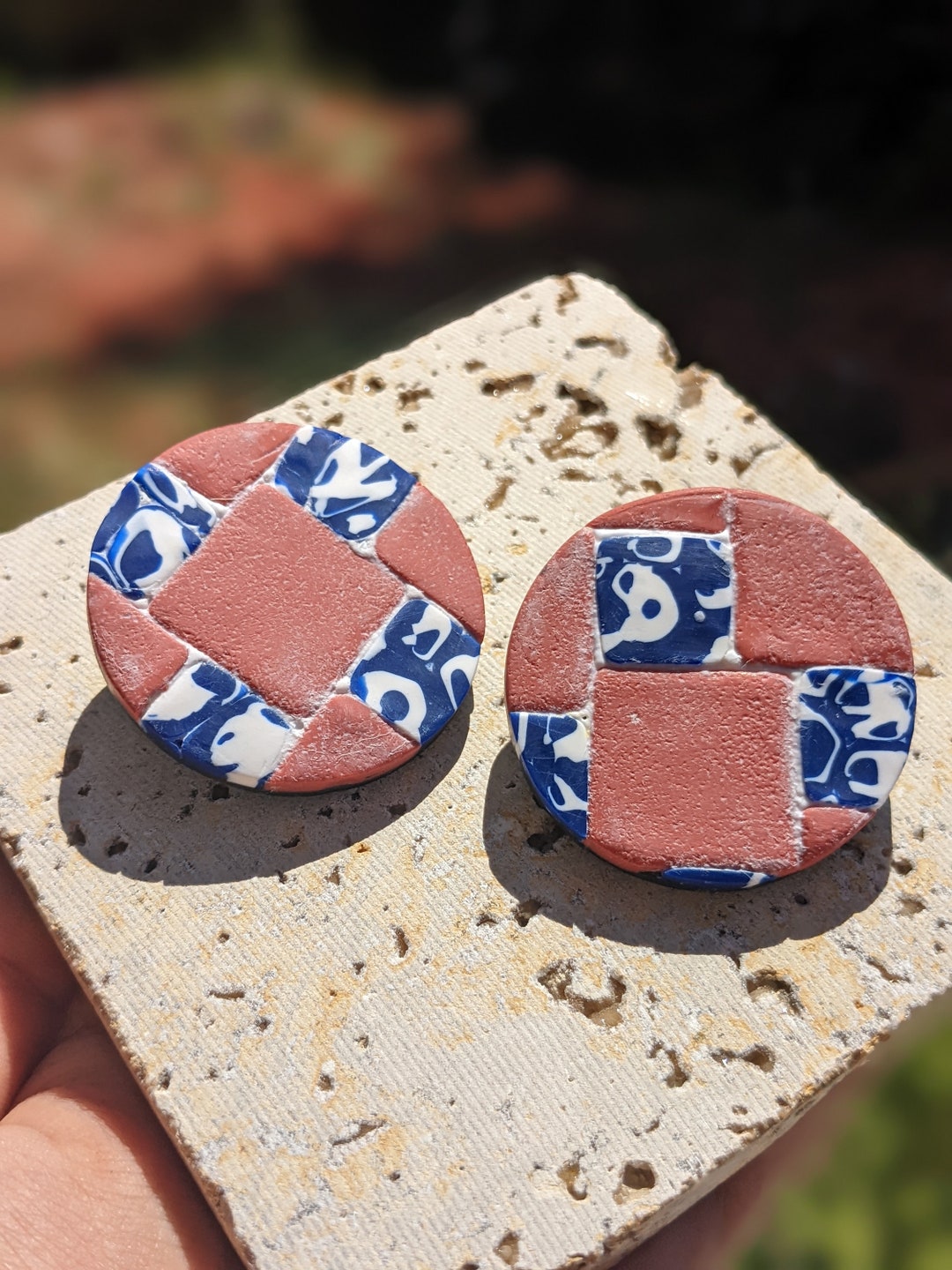 Mexican Tile Studs | Fall Terracotta Statement Studs | Southwest Boho ...