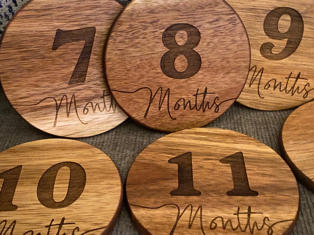 Full Year Set of Baby Milestone Cards, Engraved Photo Disc, Photo Prop ...