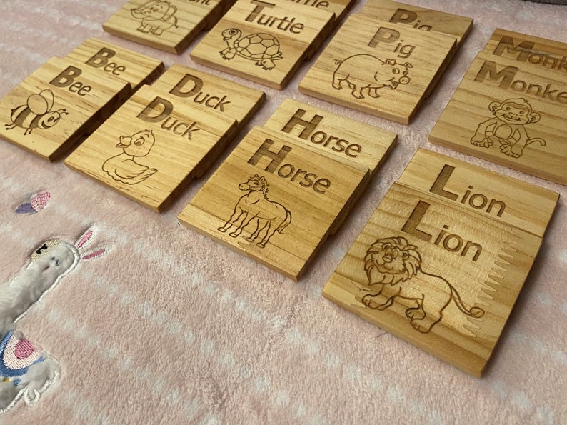 Wooden Matching Game Toddler Memory Game Set Engraved - Etsy
