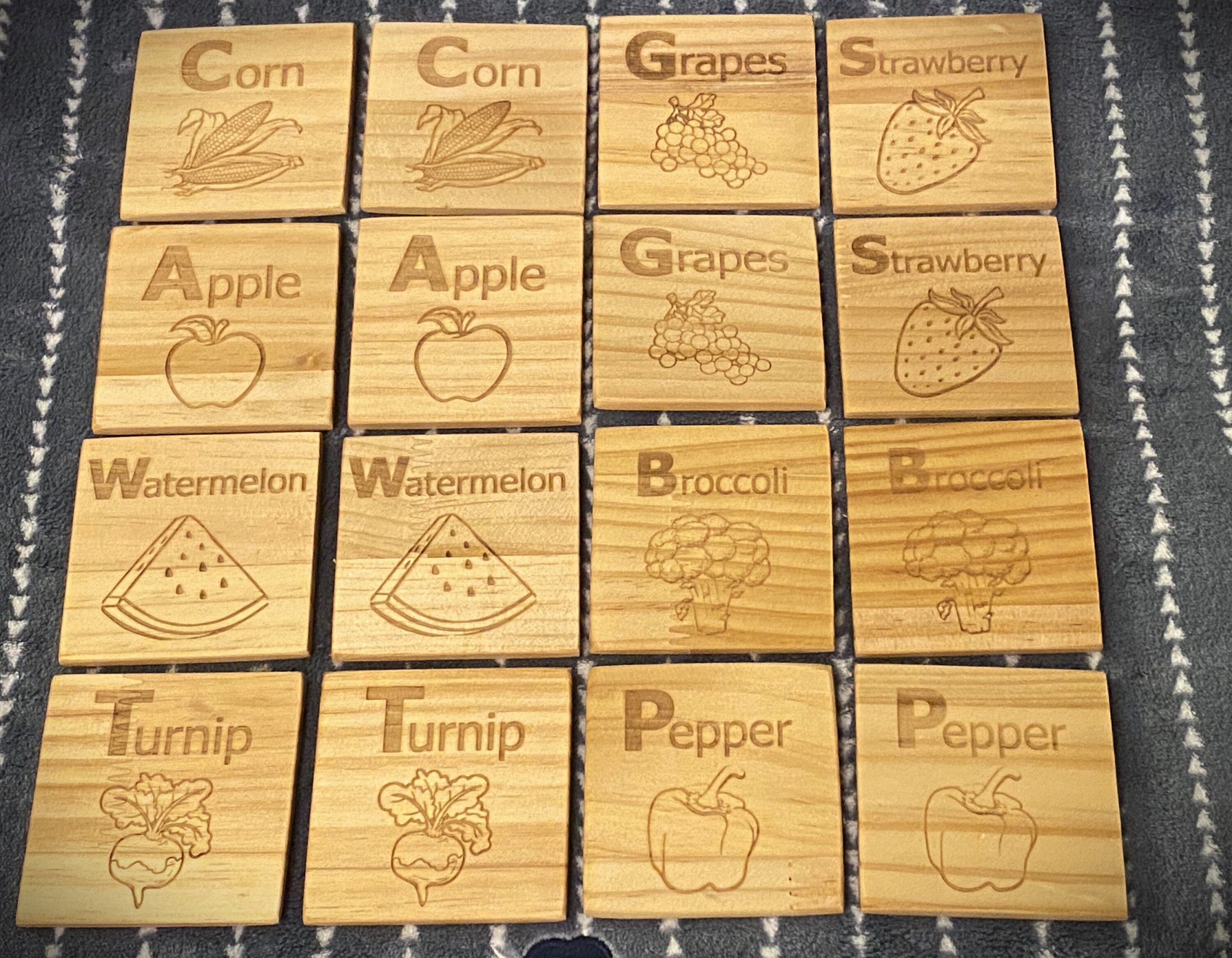 Wooden Matching Game Toddler Memory Game Set Engraved - Etsy