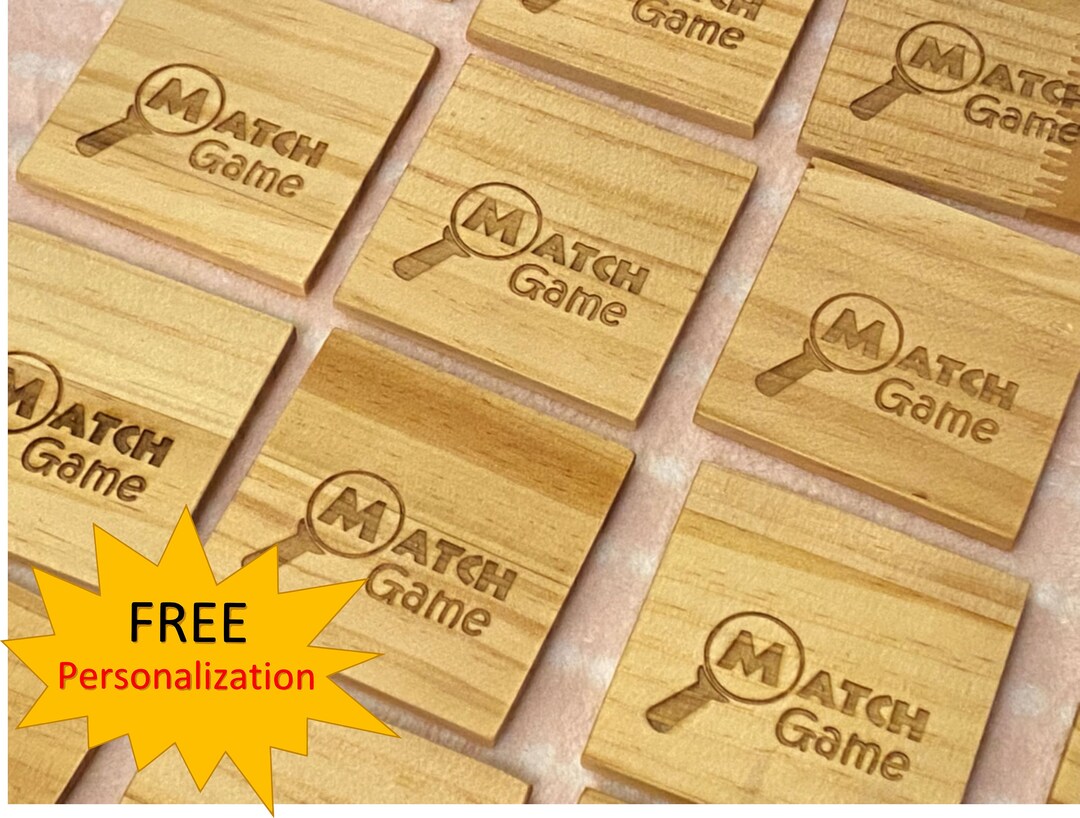 Wooden Matching Game, Toddler Memory Game Set, Engraved Personalized ...