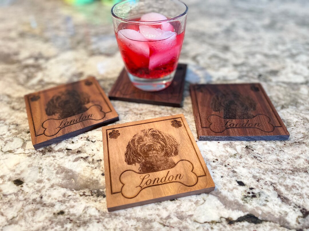 Personalized Pet Coasters, Pet Lover Gift, Unique Laser Engraved Animal ...