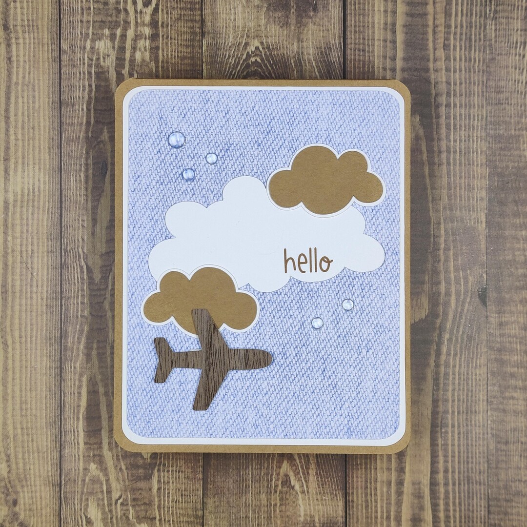 Handmade Congratulations Card - Hello Baby Wooden Plane. - Etsy