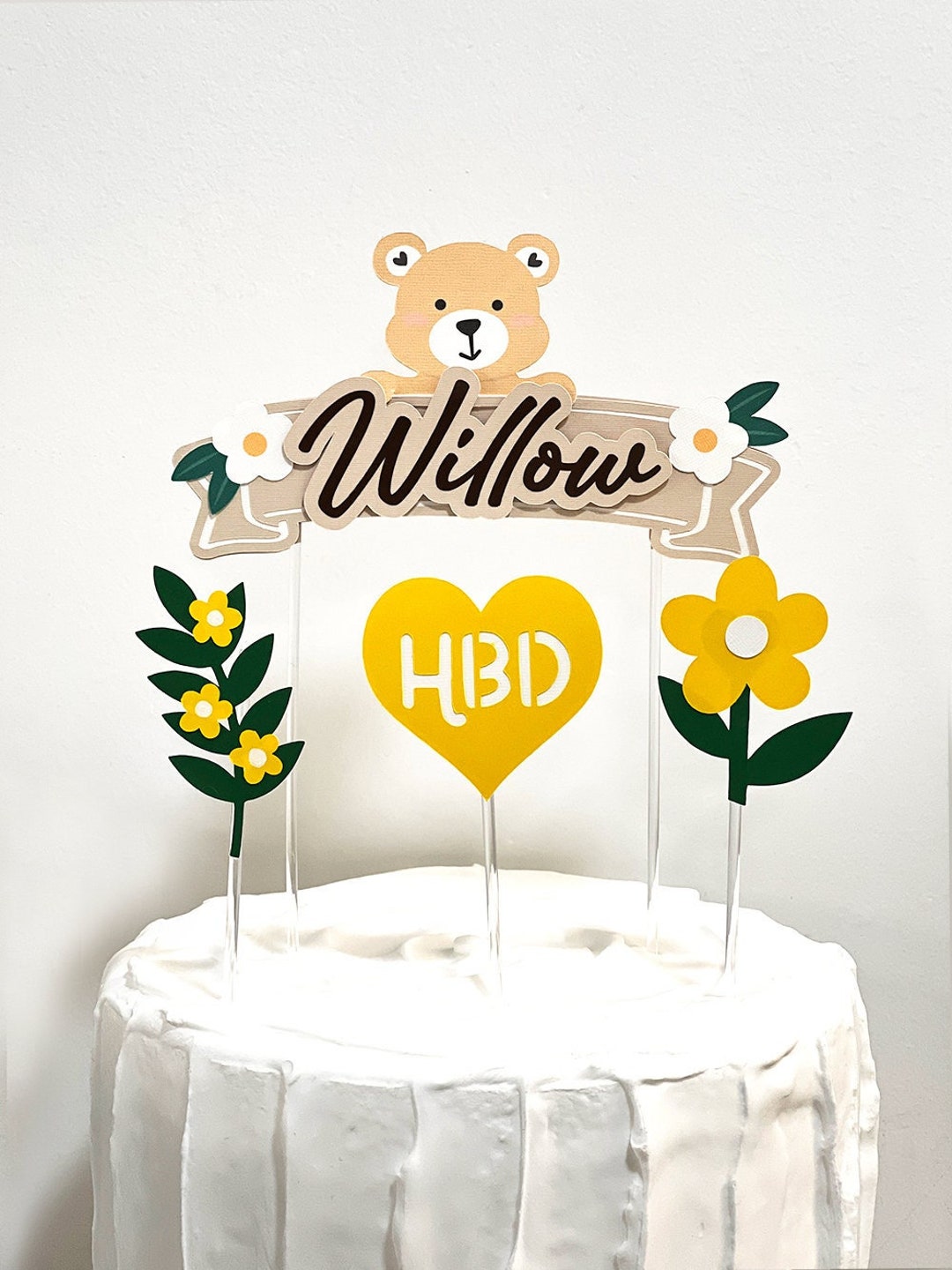 Custom Cake Topper Happy Birthday Topper Paper Cake Pick - Etsy