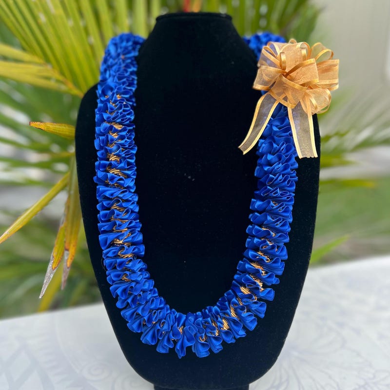 Plumeria Ribbon Lei Blue - Etsy