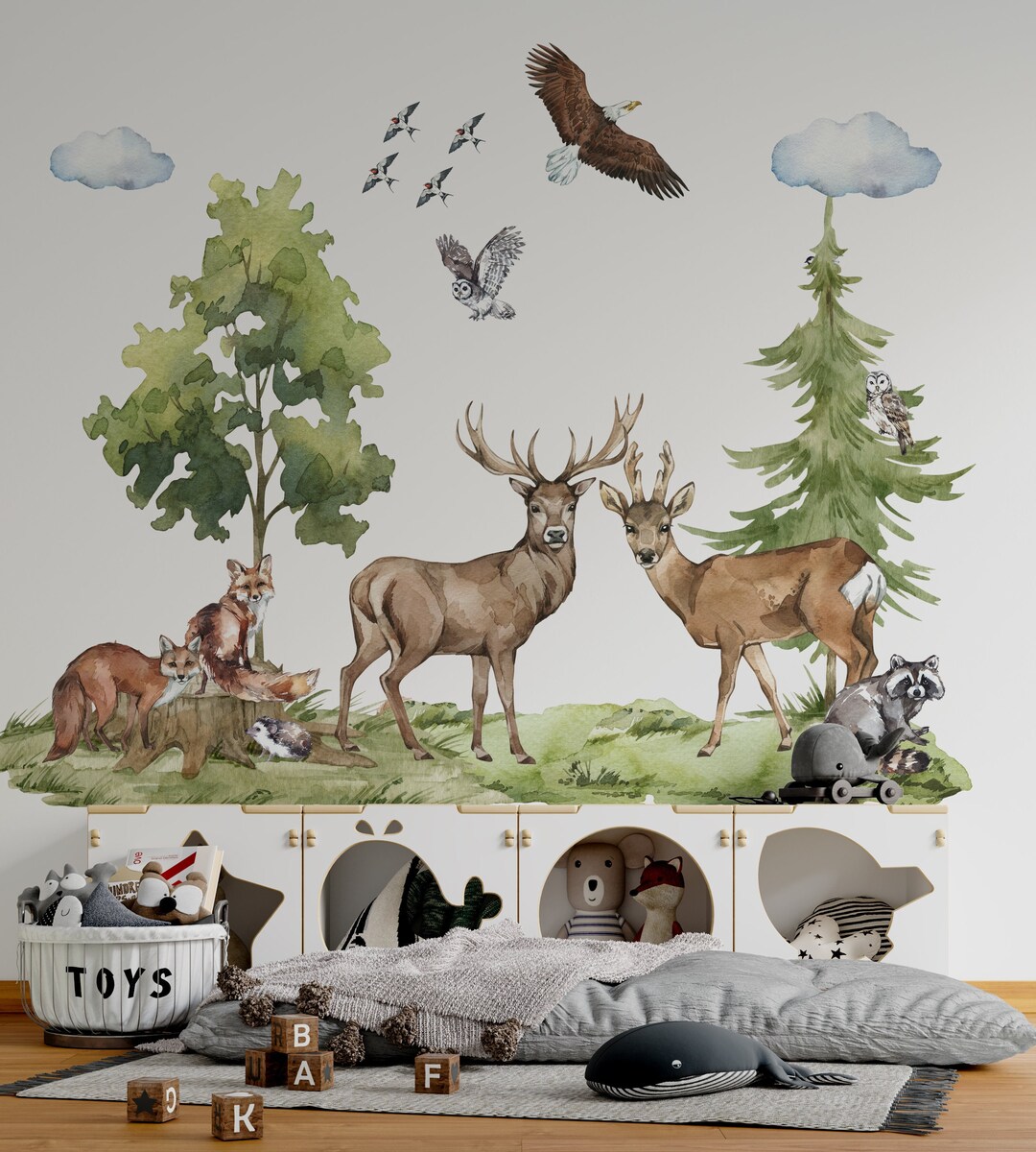Forest Wall Decal, Woodland Wall Decal, Woodland Wall Stickers ...