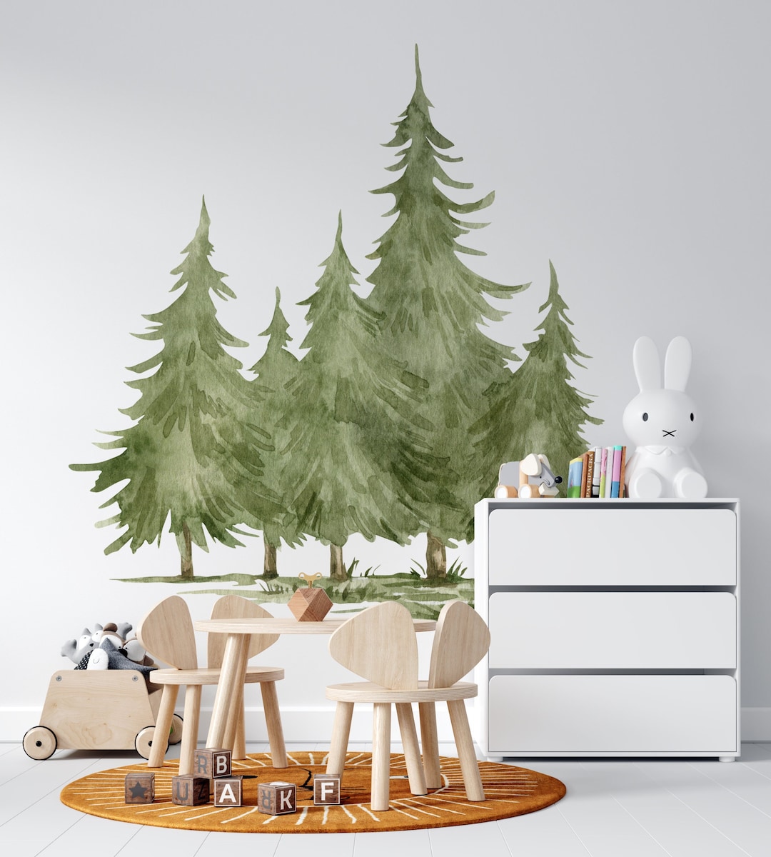 Nature Wall Decal, Woodland Wall Decal, Tree Mural, Tree Silhouette ...