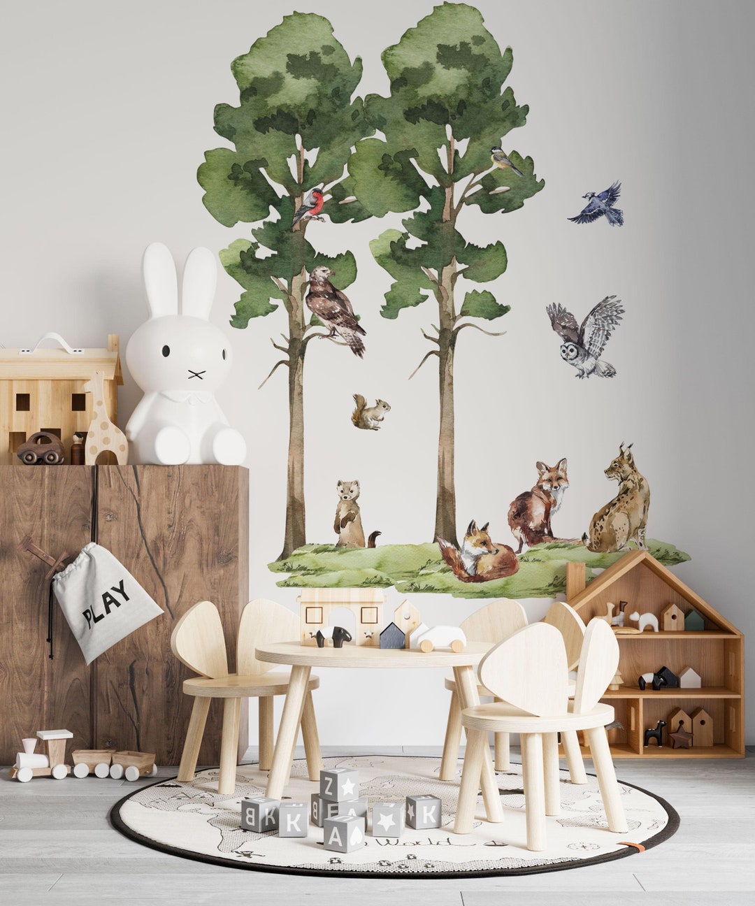 Woodland Animals Wall Decals: Forest Nursery Decor - Etsy